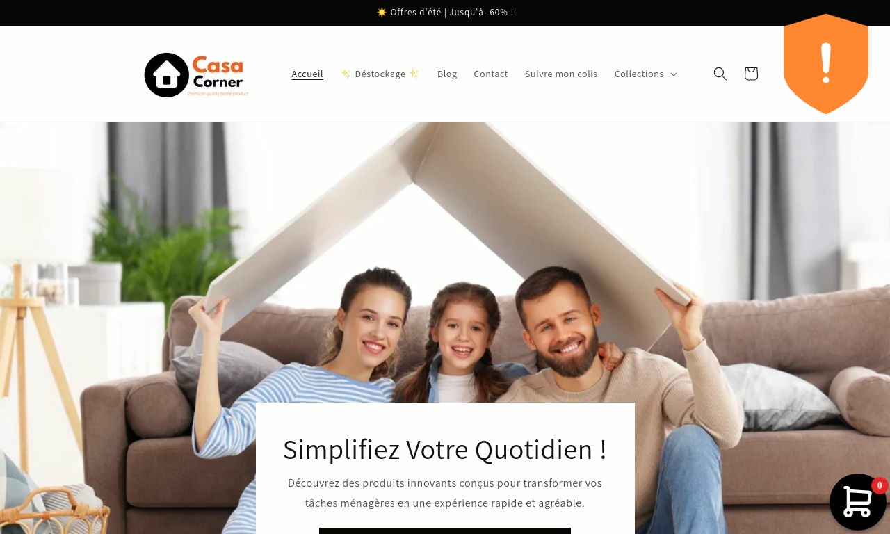 Avis Casacorner.fr | Indice de confiance faible : 18 %