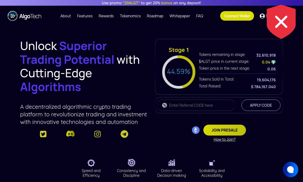 Algotech.trade reviews | Very Low Trust Score: 1%