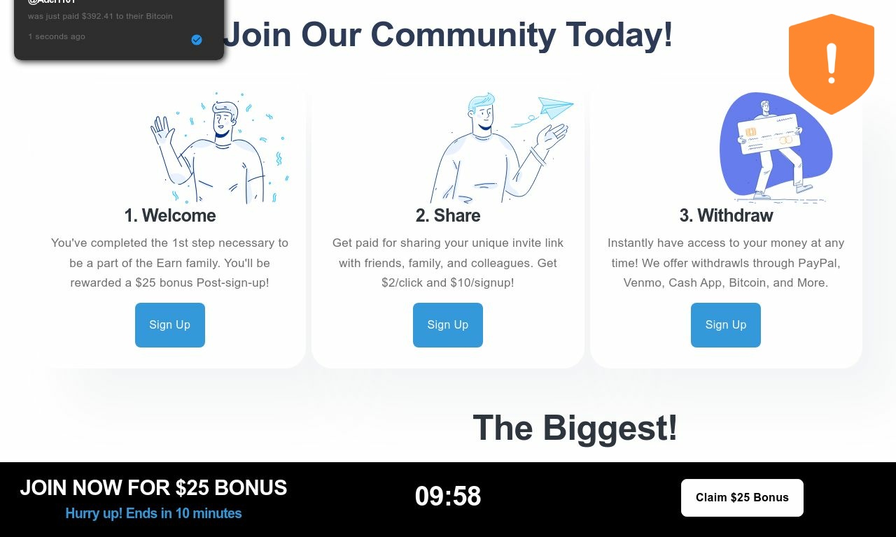 Earn.39sdb.top reviews | Poor Trust Score: 25%