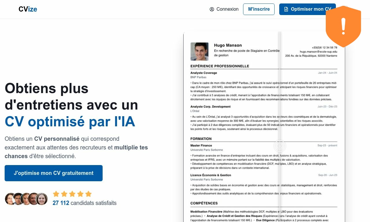 Avis Cvize.co | Indice de confiance faible : 33 %