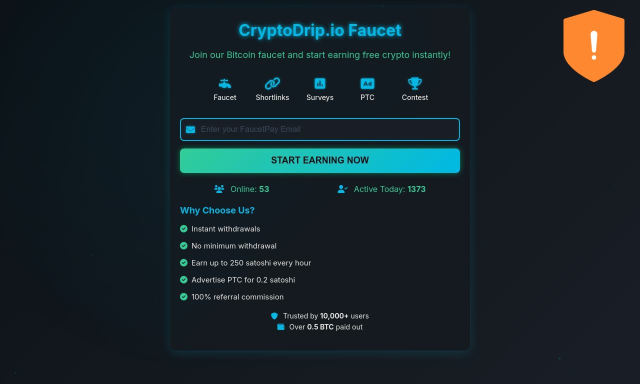 Cryptodrip.io reviews | Poor Trust Score: 25%