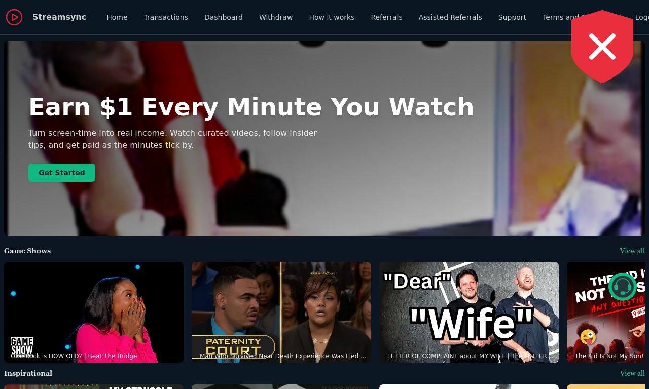 Streamsync.upstreamsl.org reviews | Very Low Trust Score: 1%